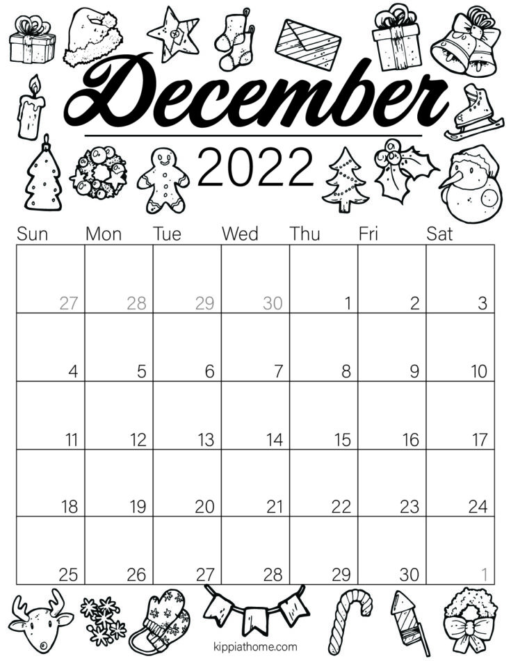 December 2022 Printable Calendar - Kippi at Home
