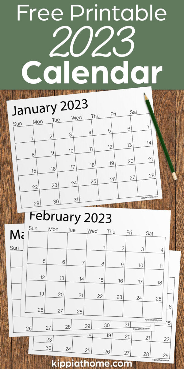 Year 2023 Calendar Printable - Kippi at Home