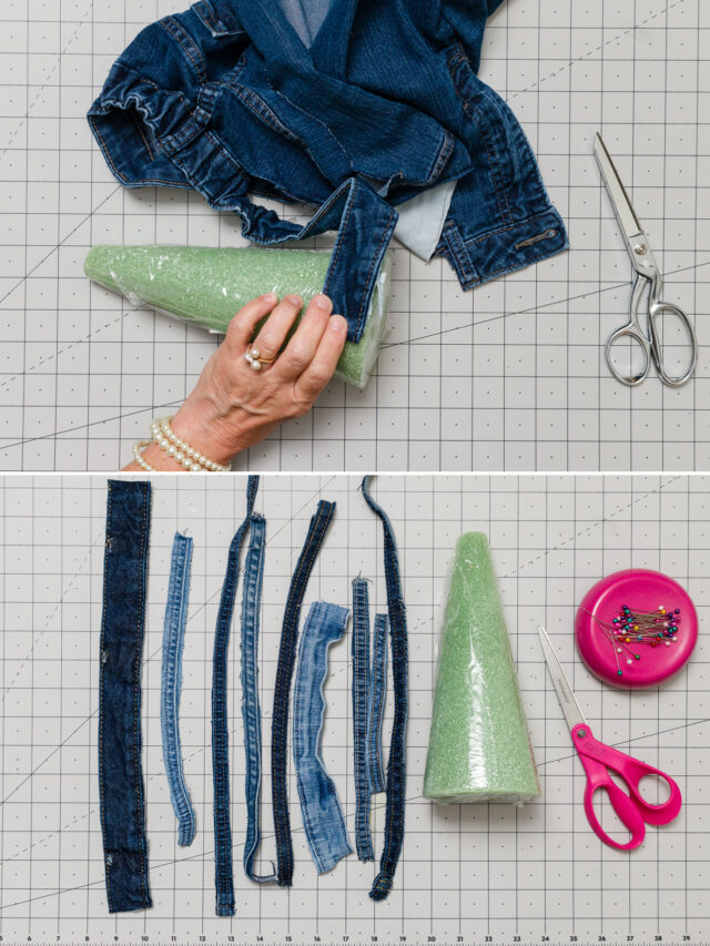 DIY Denim Christmas Tree – Easy Blue Jean Craft - Kippi at Home